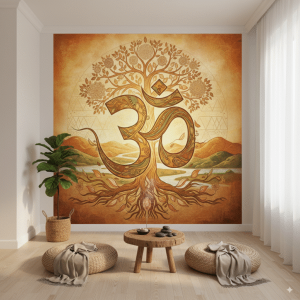 Artistic Om Tree Mural