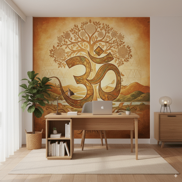 Artistic Om Tree Mural